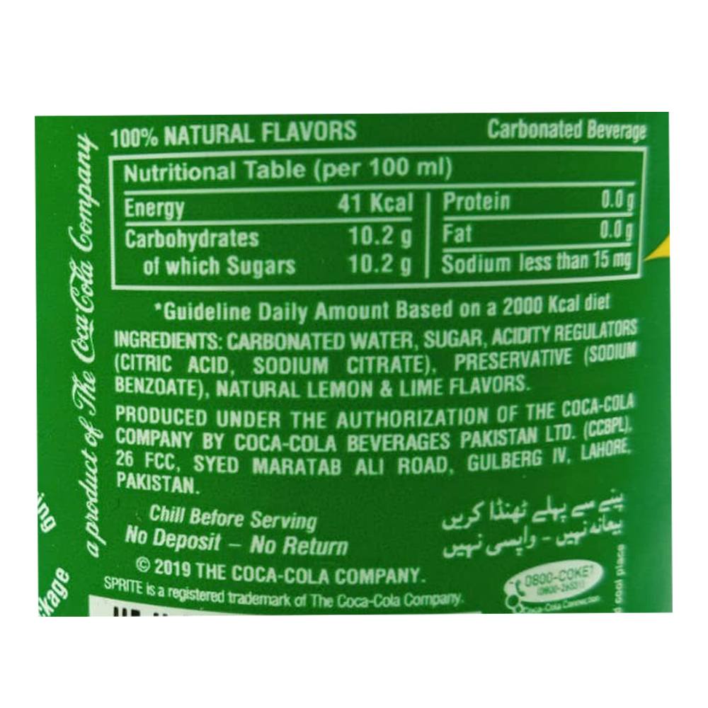 43 Sprite Label Nutrition Facts