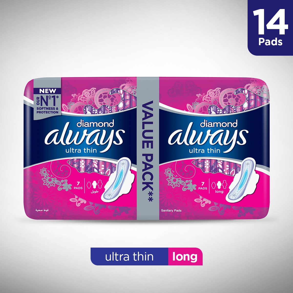 Buy Always Diamonds Ultra Thin Sanitary Pads, Long, Value Pack At Best ...
