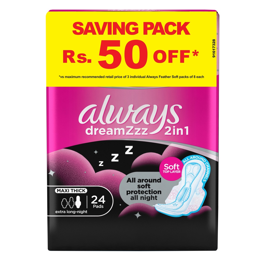 Buy Always Nights Feather Soft 2in1 Sanitary Pads, Long, Trio Pack At ...