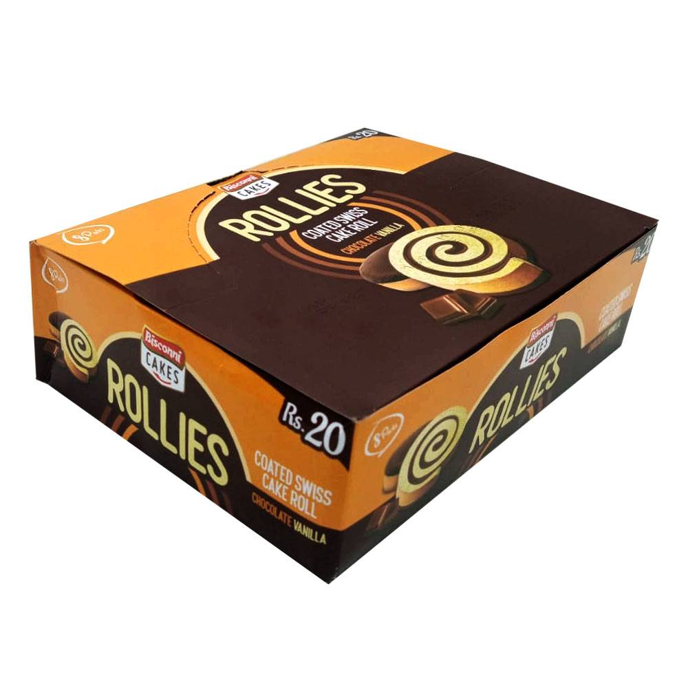 Buy Bisconni Rollies Coated Swiss Cake Roll Chocolate Vanilla Box At ...
