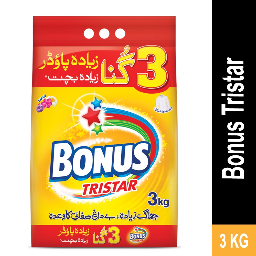 Buy Bonus Tristar 3kg - Detergent Washing Powder At Best Price - GrocerApp
