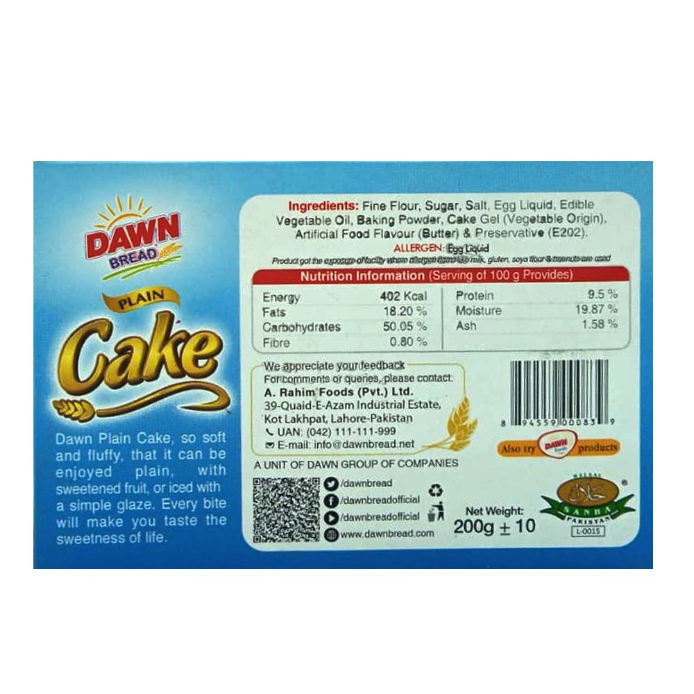 Buy Dawn Cake Way Plain Cake 200g At Best Price - GrocerApp
