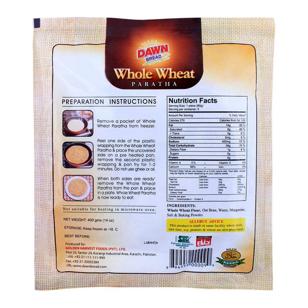 Buy Dawn Whole Wheat Paratha (5 Pieces) At Best Price - GrocerApp