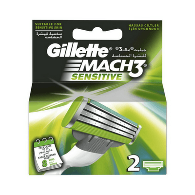 Buy Gillette Mach 3 Sensitive Shaving Blades - 2 Blades Pack At Best ...