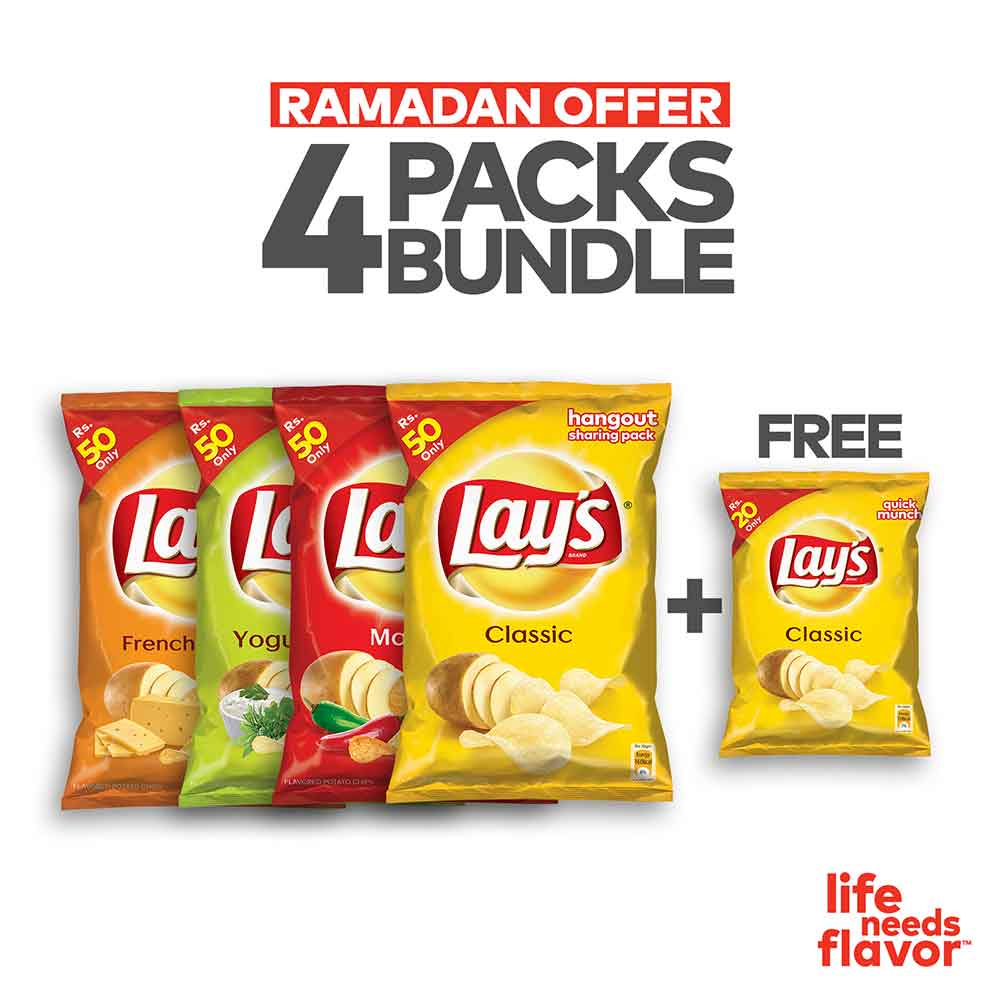 Buy Lays French Cheese,Masala,Yogurt & Herb,Classic (Rs:50)+ Lays ...