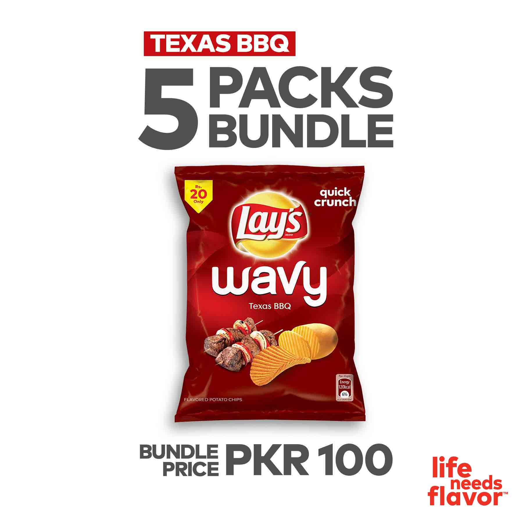 Buy Lays Wavy BBQ (5 Piece of Rs.20) At Best Price - GrocerApp