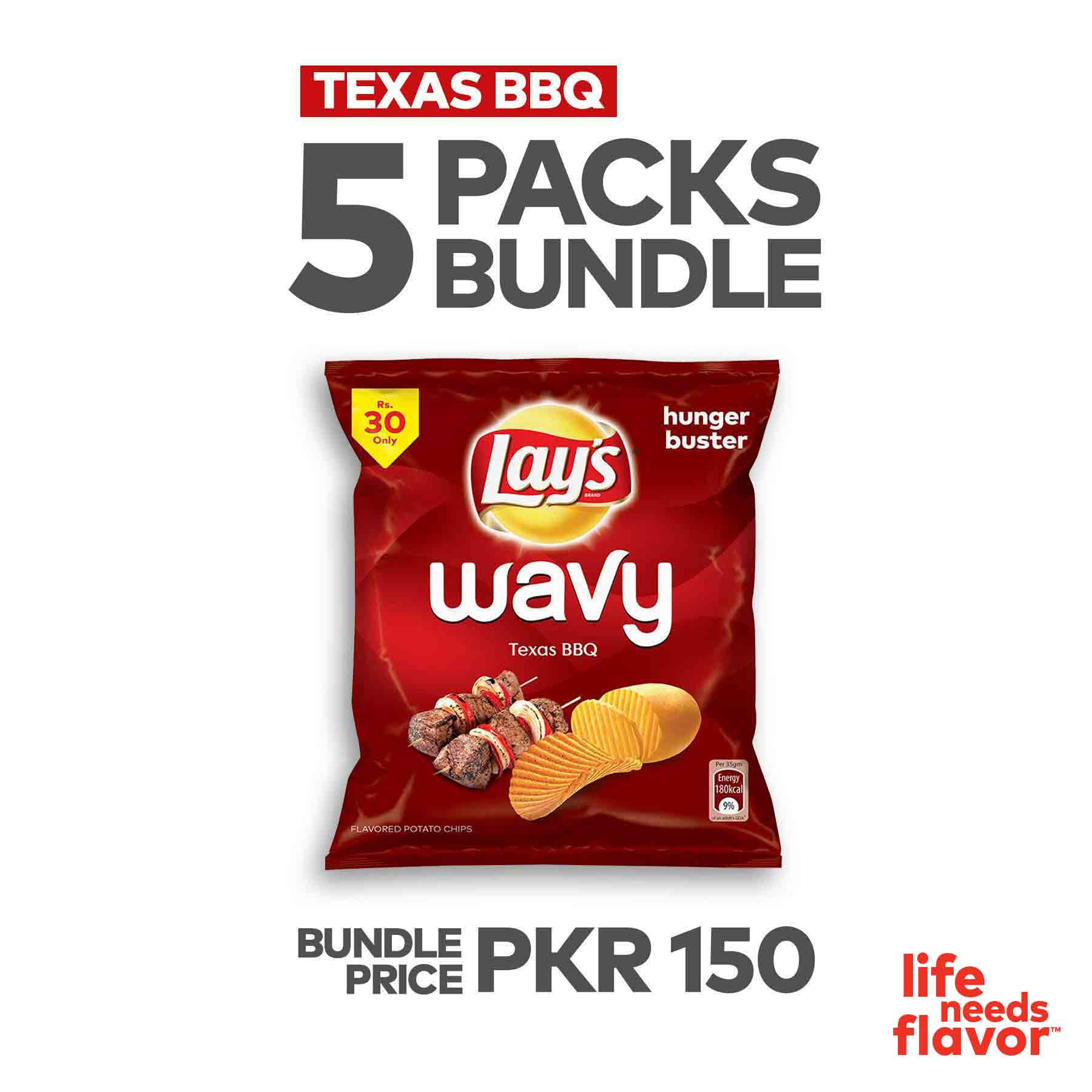 Buy Lays Wavy BBQ (5 Piece of Rs. 30) At Best Price - GrocerApp