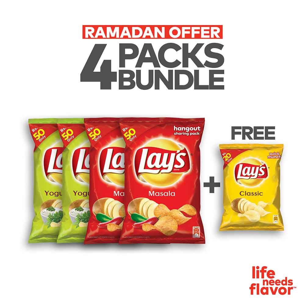 Buy Lays Yogurt & Herb 2pcs & Lays Masala 2pcs (Rs:50) + Lays Classic ...