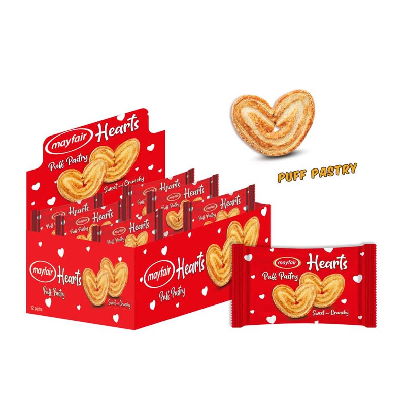 Buy MAYFAIR PUFF PASTRY HEARTS RS.20 (1x6) BOX At Best Price - GrocerApp