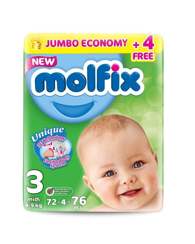 Buy Molfix 3 Midi (4-9)kg: Diaper Size 3 online - GrocerApp