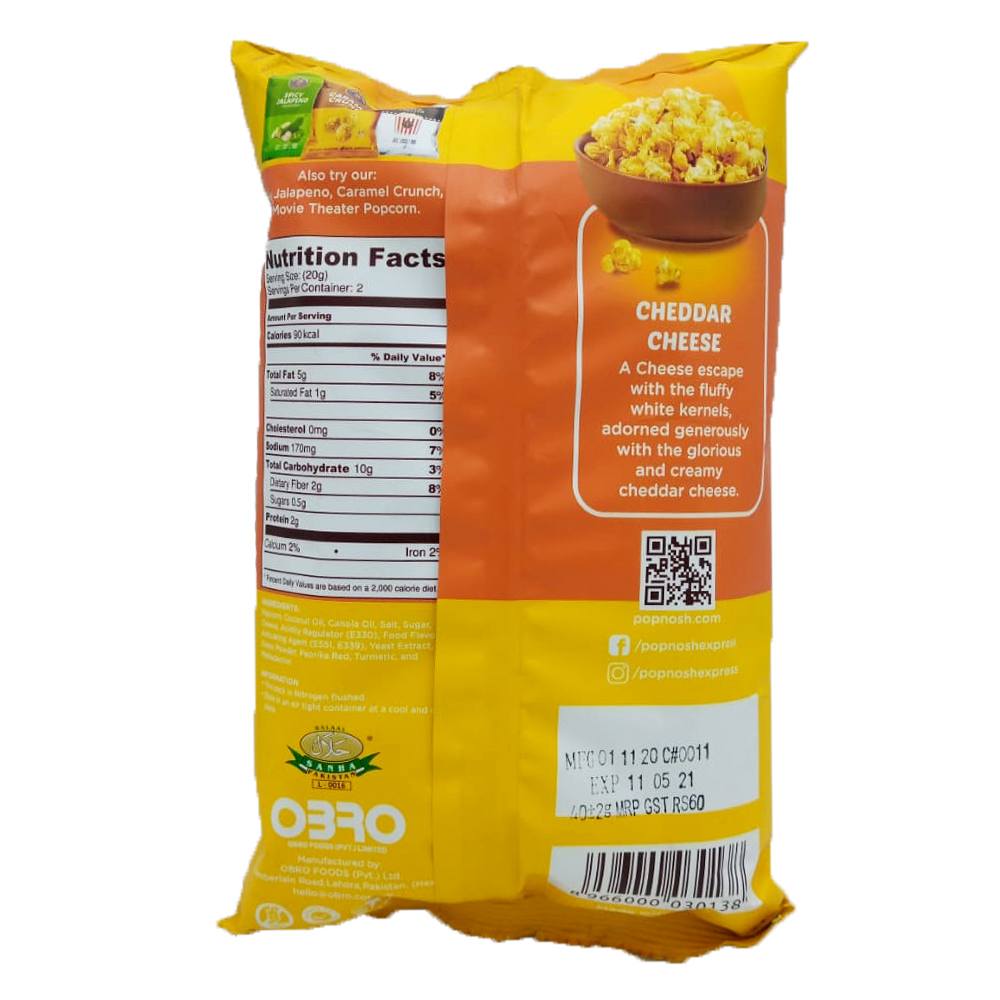 Buy Pop Nosh Cheddar Cheese Popcorn At Best Price - GrocerApp
