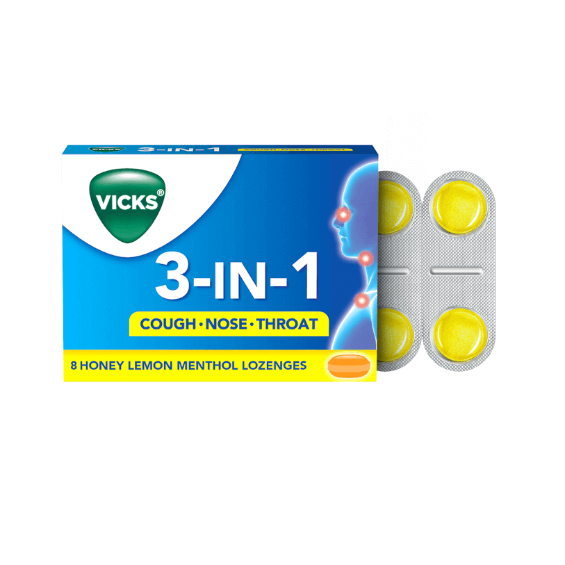 Buy Vicks 3 in 1 Throat Lozenges(Honey Lemon) At Best Price - GrocerApp