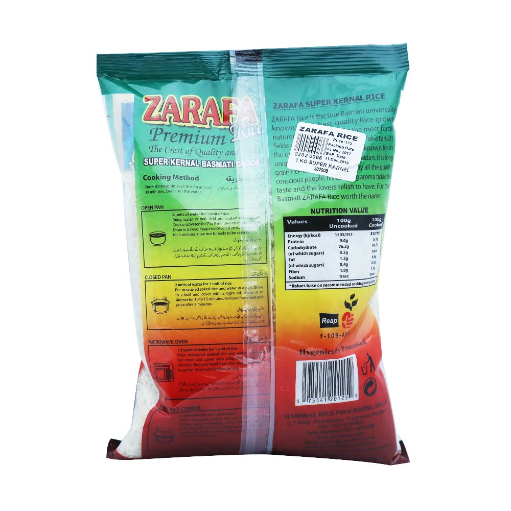 Buy Zarafa Super Kernel Basmati Rice 2KG At Best Price - GrocerApp